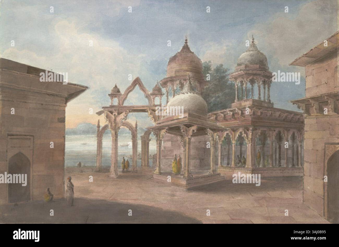 This 1815 watercolor by Sita Ram depicts the exterior view of the Siva ...