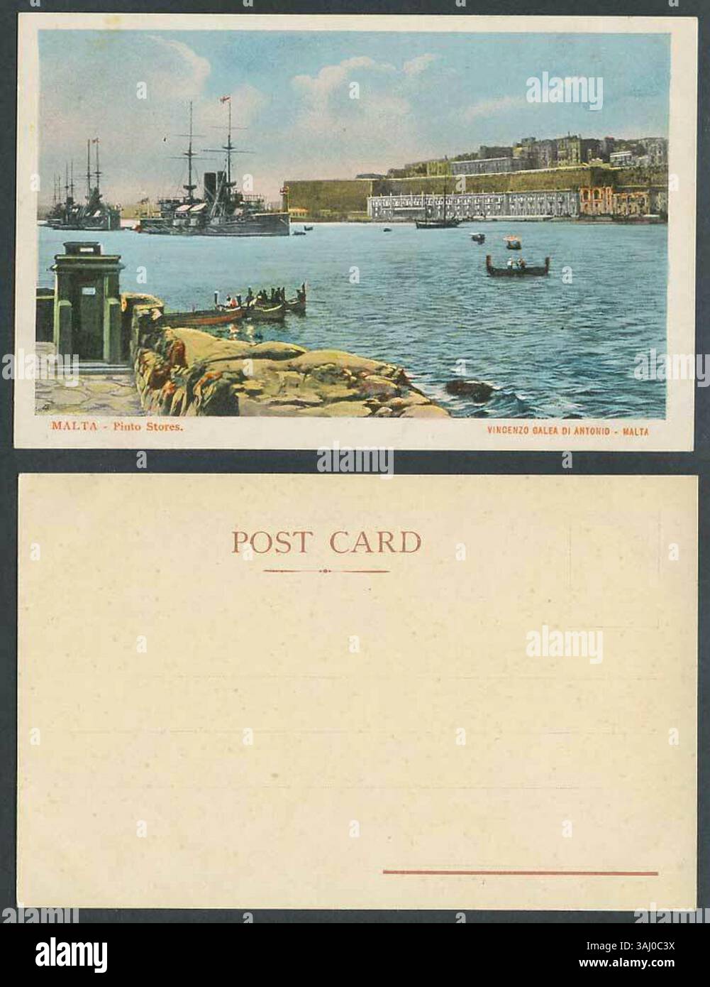 This circa 1920 postcard shows Pinto Stores Wharf in Malta, captured by ...