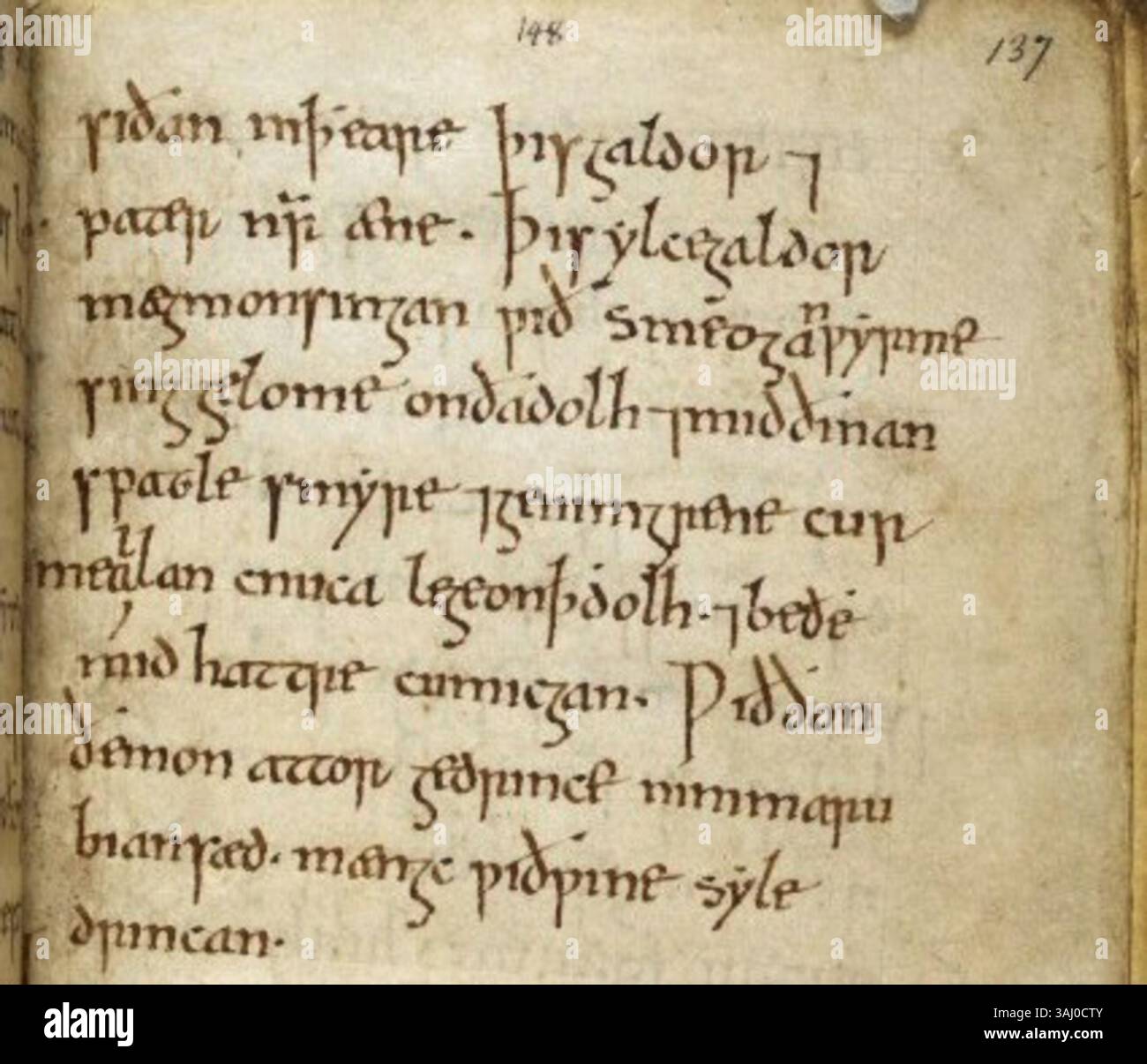 A cropped version of a folio from 'Lacnunga,' an 11th-century Old ...