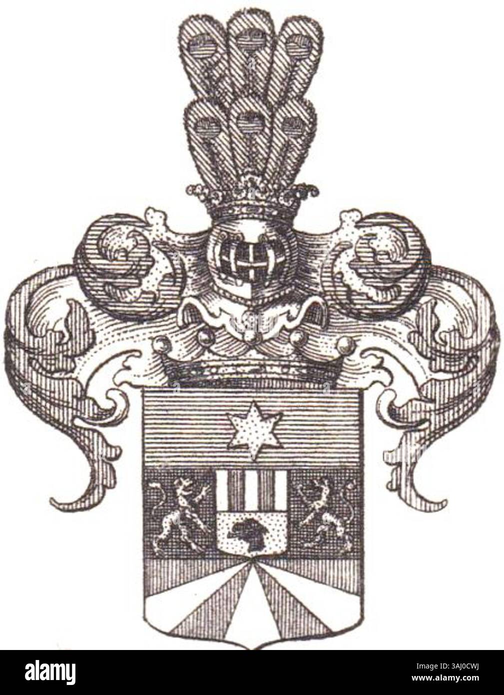 The coat of arms of the barons of Villiez, created in 1820, represents ...