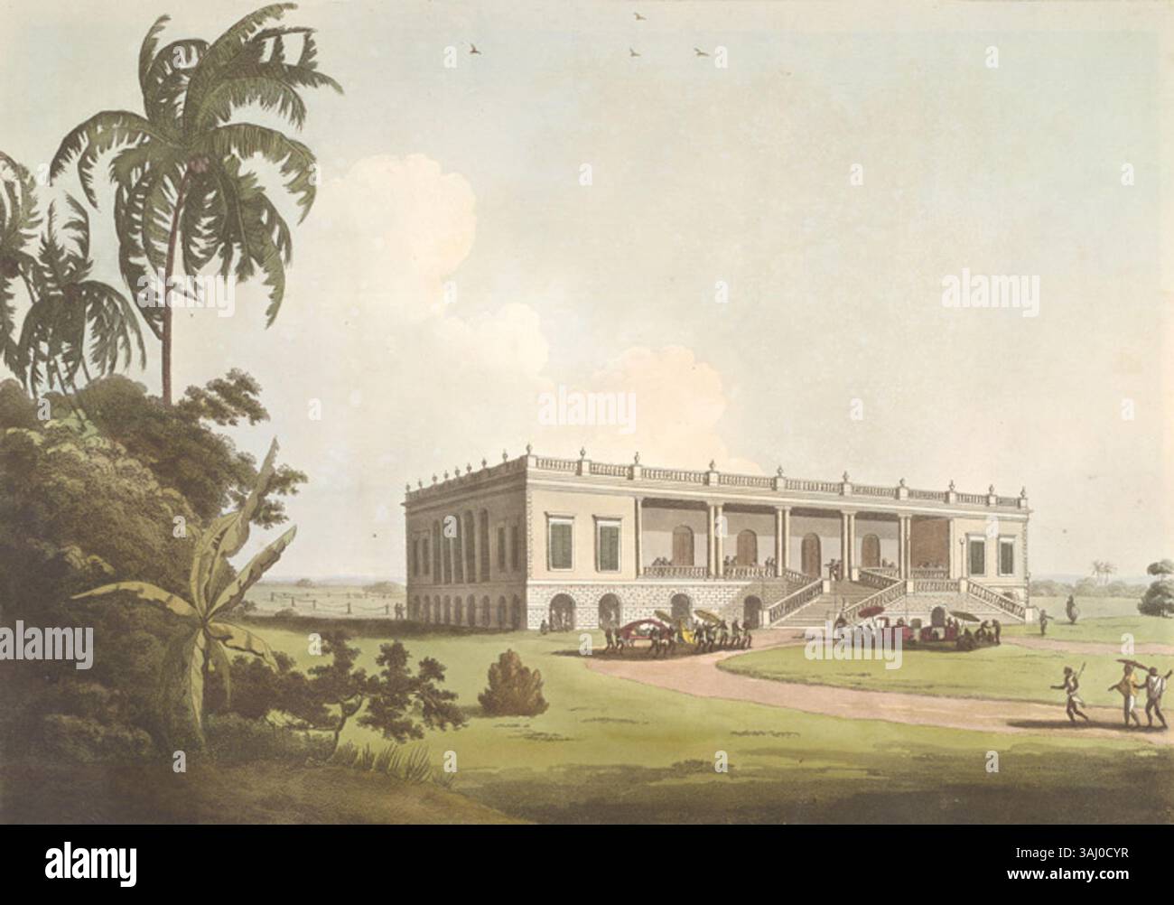 Print of Felicity Hall, a colonial mansion near Murshidabad, Bengal ...