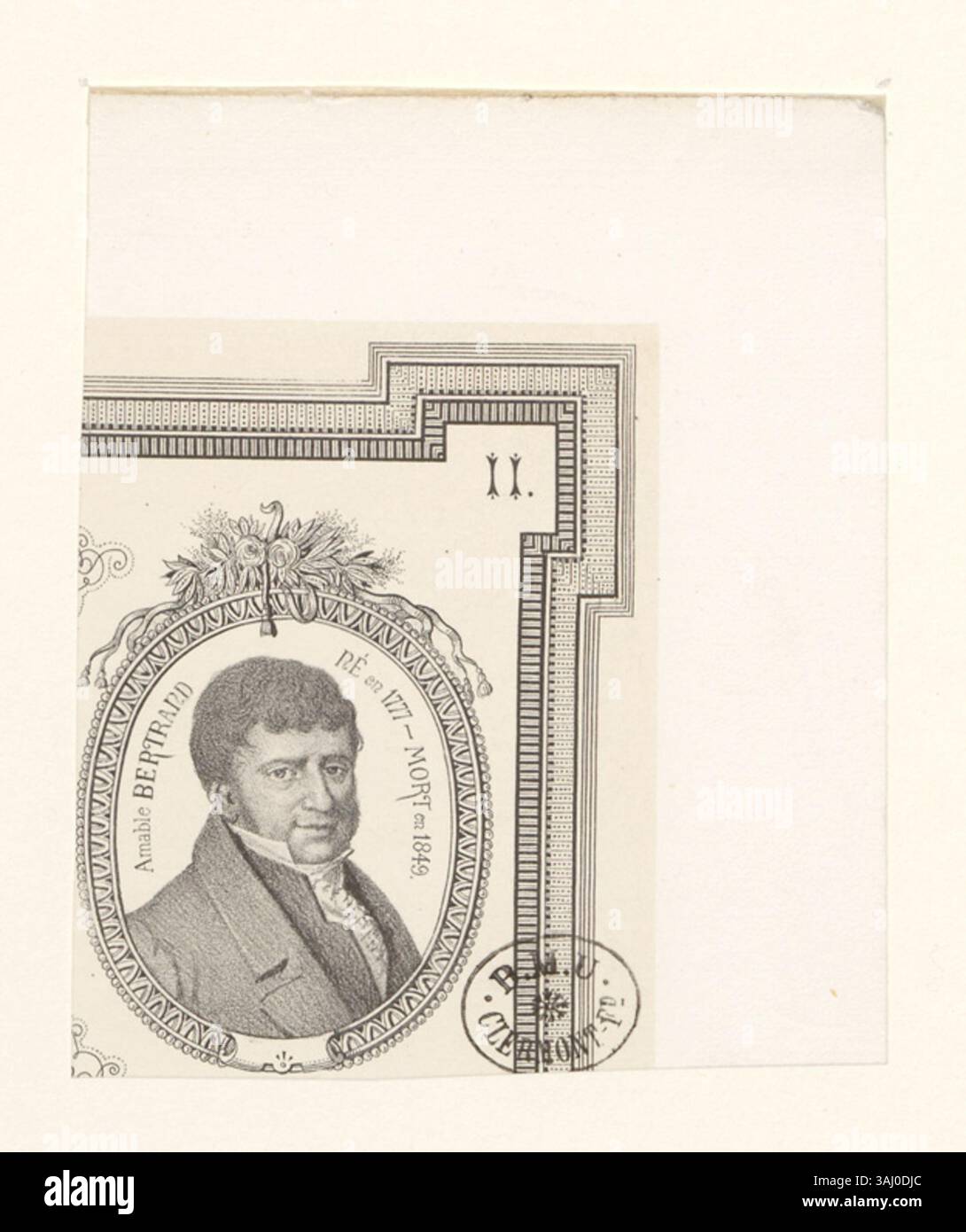 Lithograph print from the Boyer collection depicting Amable Bertrand ...