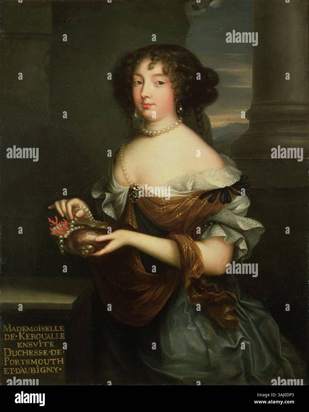 A 17th-century oil painting by Pierre Mignard depicting Louise de ...