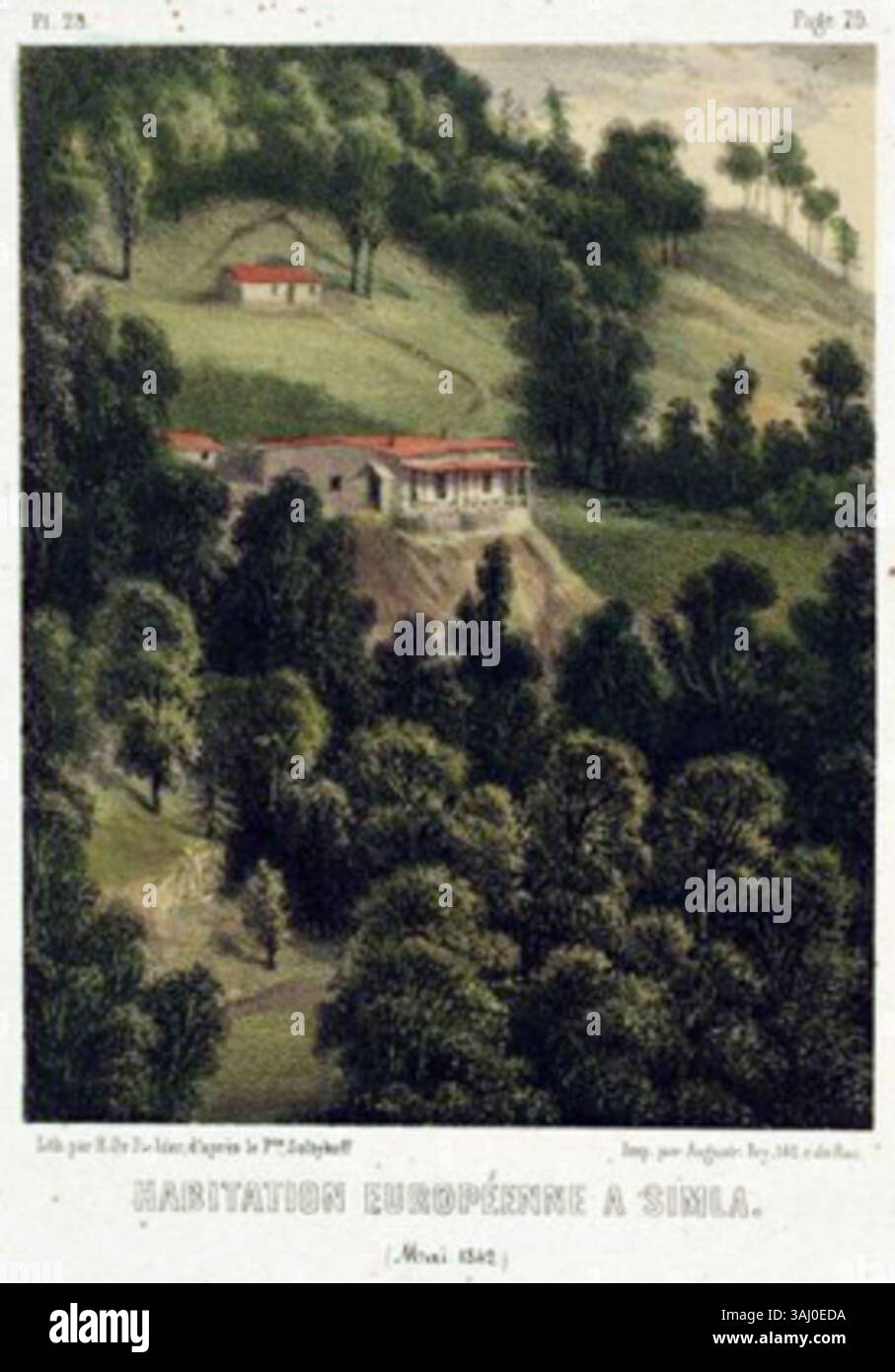 European housing in Simla, as depicted in this lithograph from 1851 ...