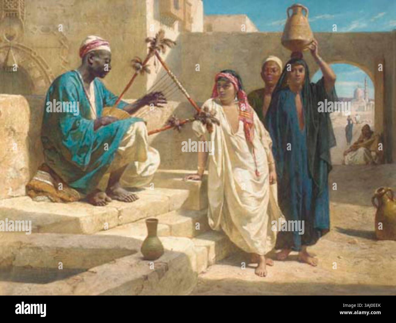 'The Street Musician' by Frederick Goodall, painted in 1864, depicts a ...