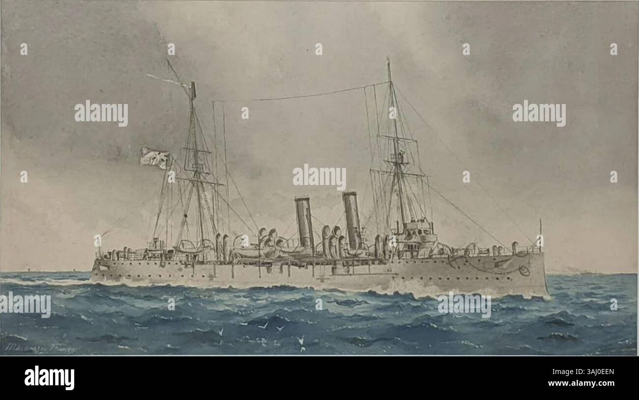 William Mackenzie Thomson's painting of HMS Pactolus, a Pelorus-class ...