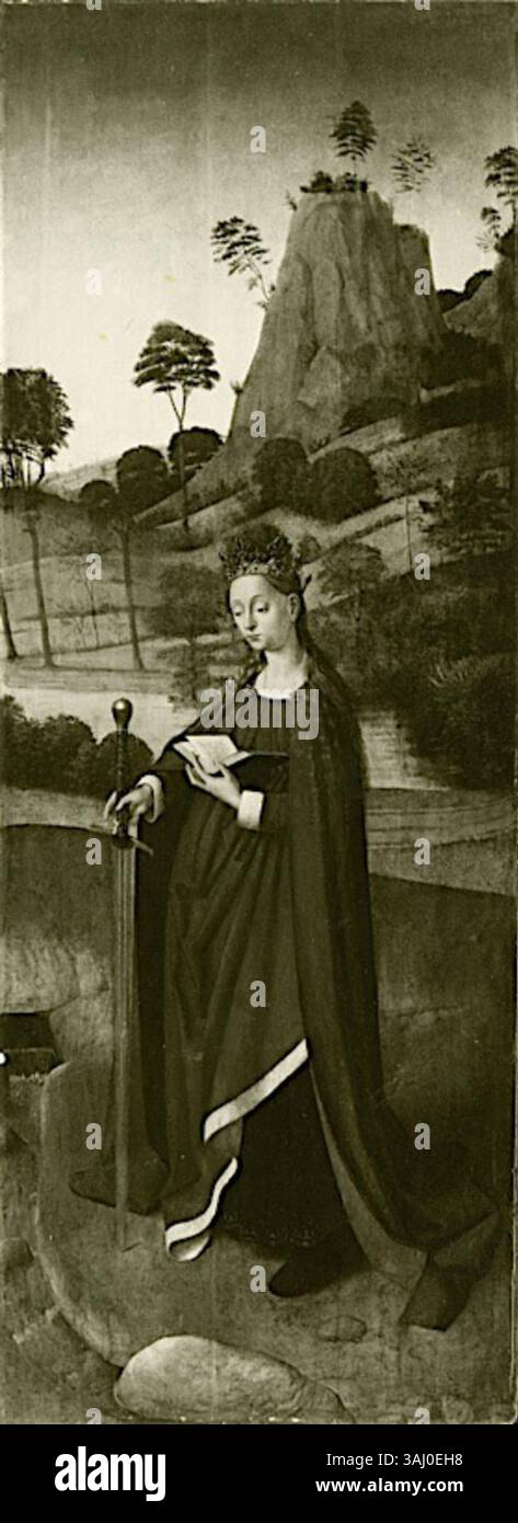 A painting by Petrus Christus (c. 1470-1475) depicting Saint Catherine ...
