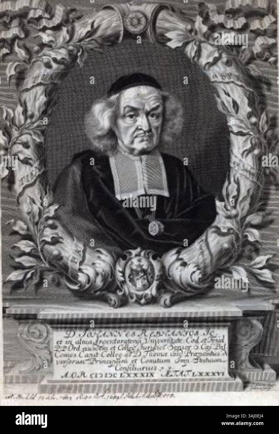 Engraving of Johann Rebhan, created by Johann Adam Seupel at the turn ...
