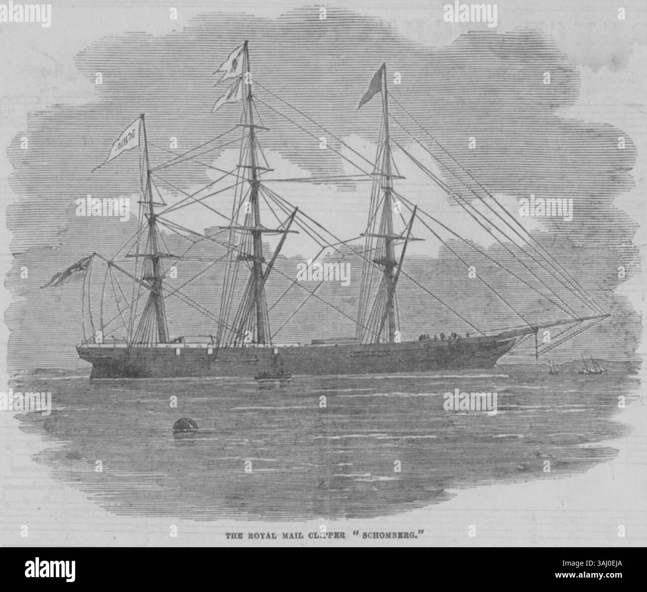 This 1856 print illustrates the Royal Mail clipper ship 'Schomberg ...
