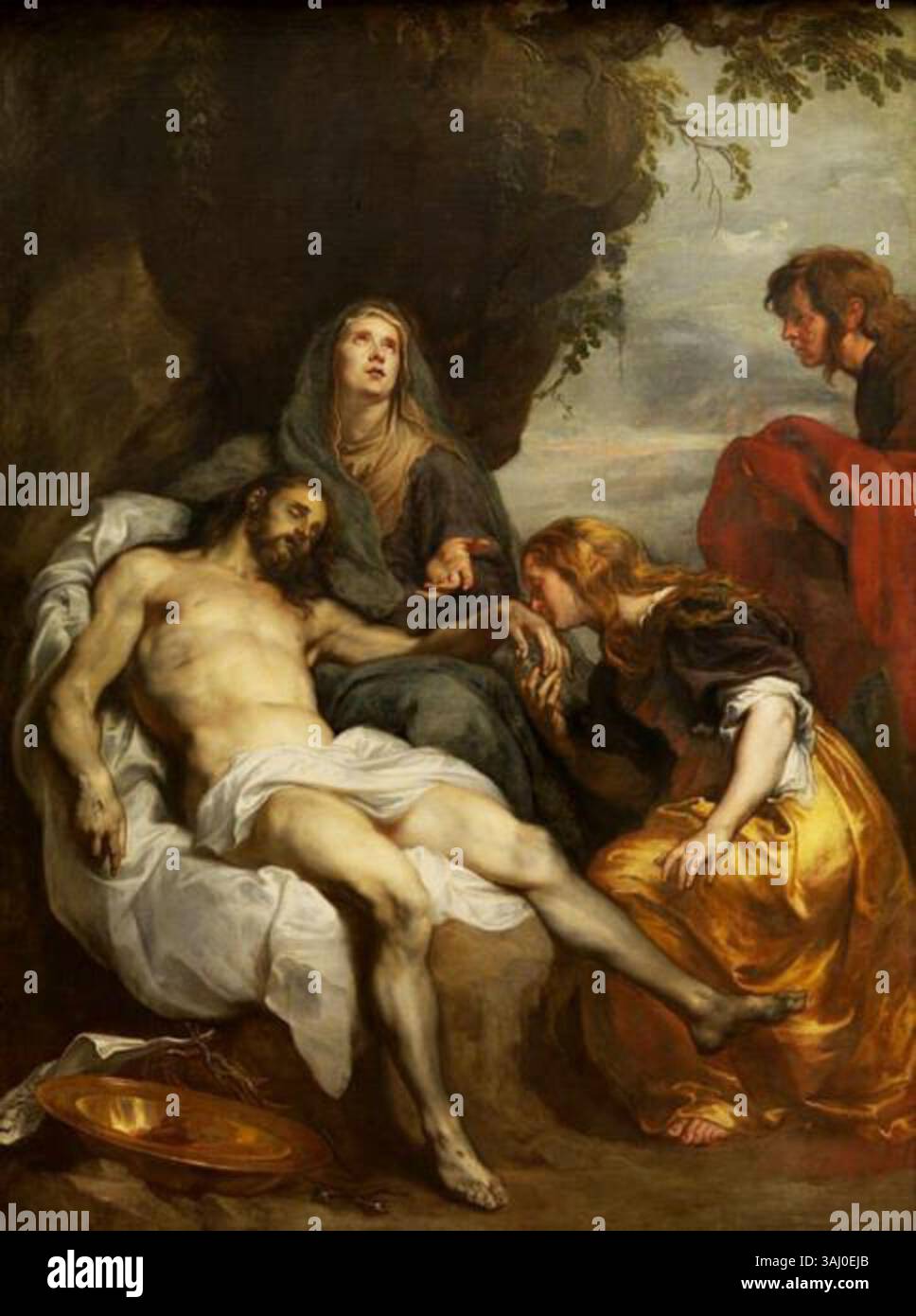 'The Lamentation of Christ' by Anthony van Dyck, painted between 1628 and 1629, portrays the ...