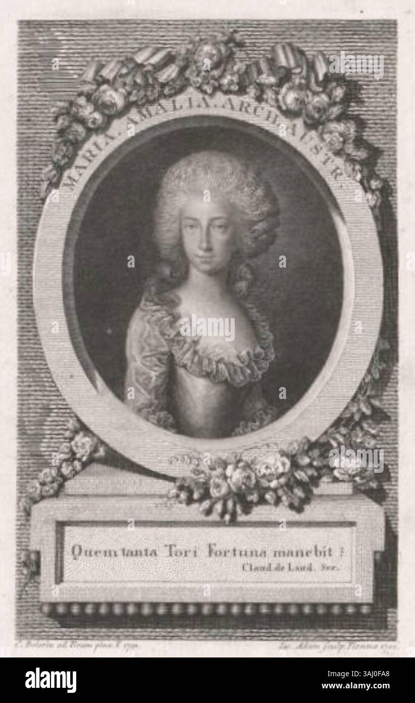 This engraving depicts Archduchess Maria Amalia of Austria, daughter of ...