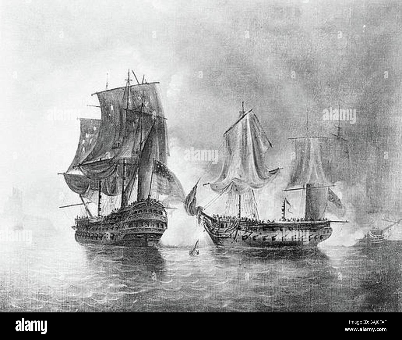 This painting by William Elliott depicts the famous naval battle ...