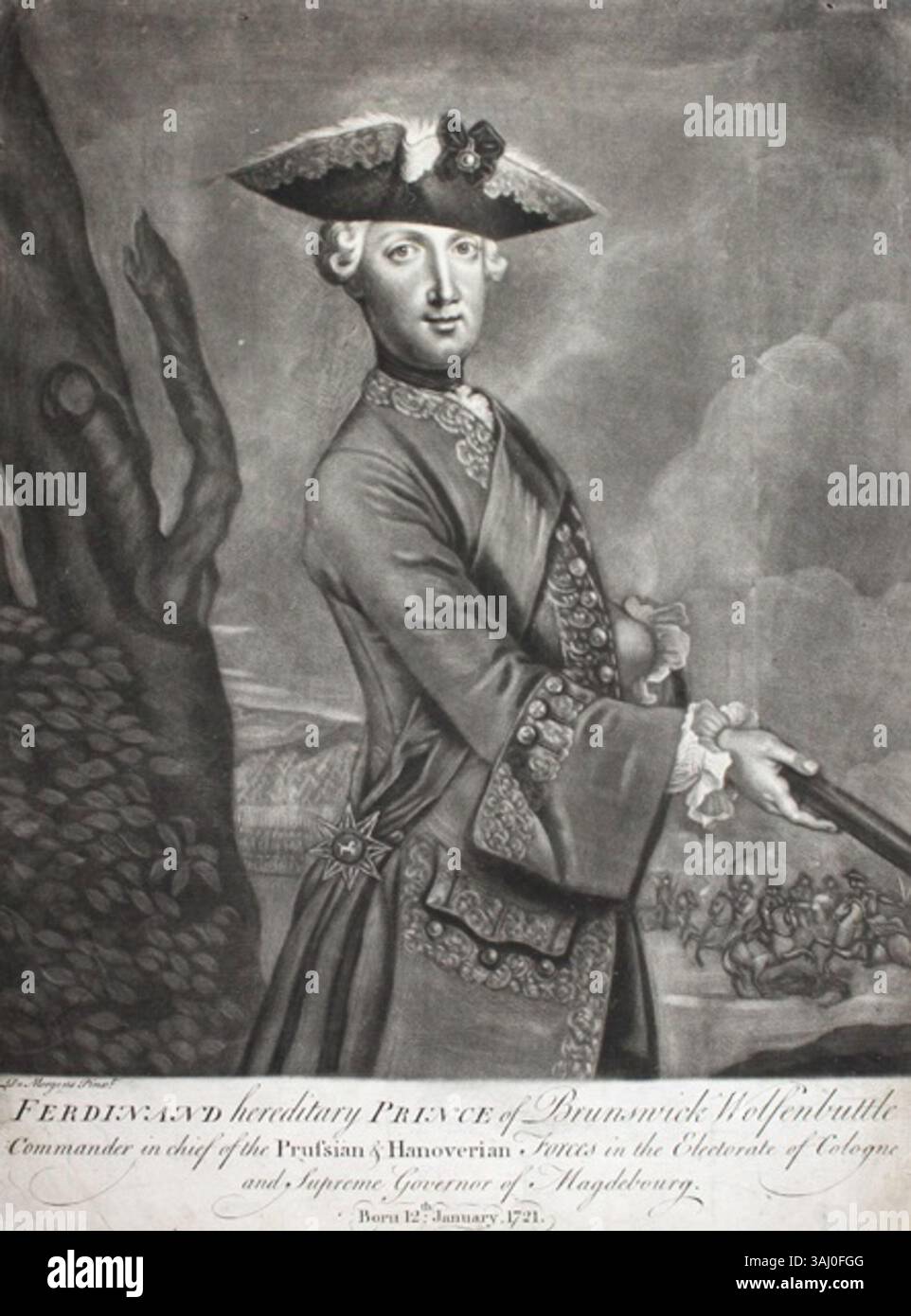 This 1756 portrait, after De Morgens, depicts Ferdinand, hereditary ...