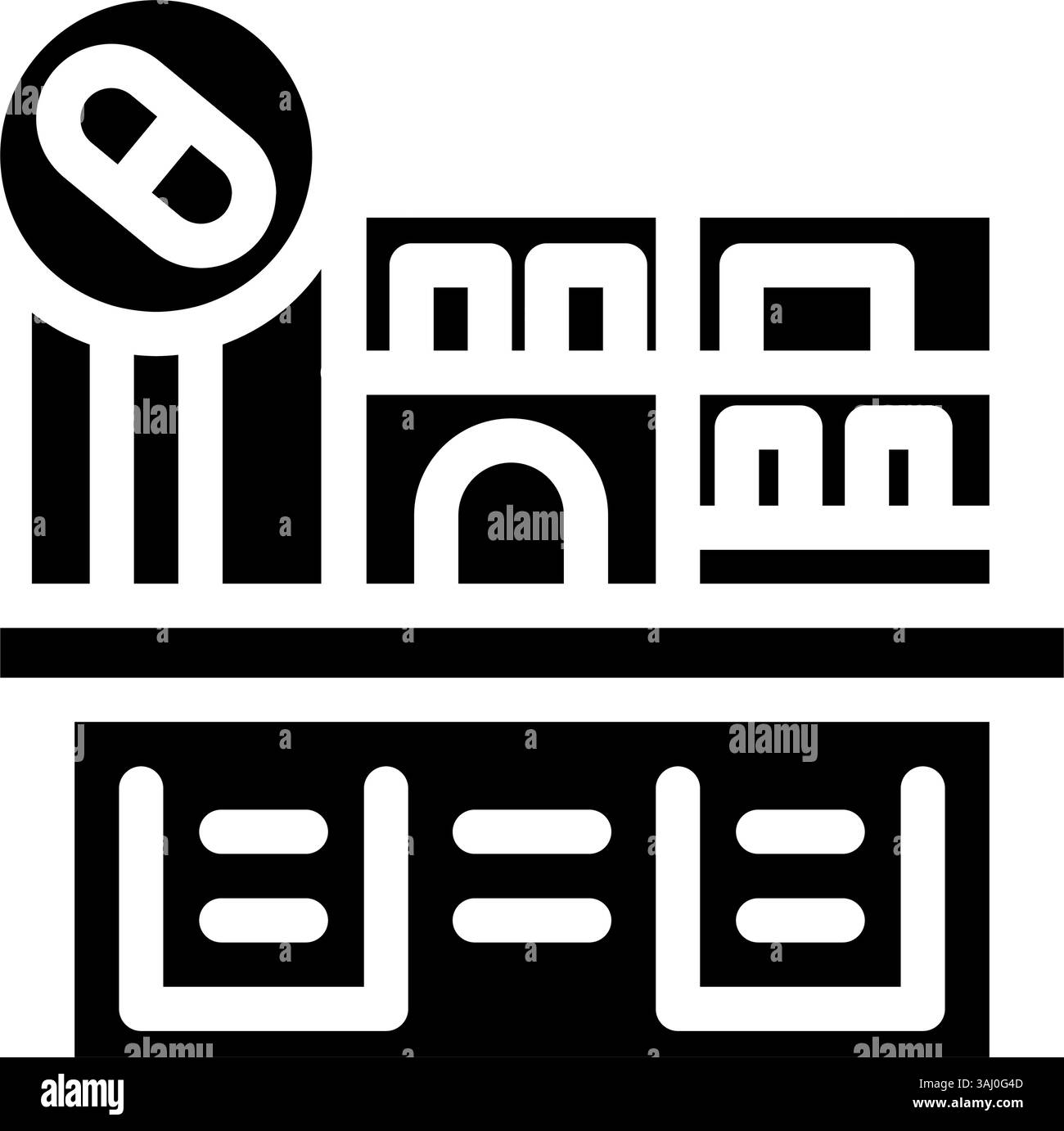 pharmacy counter pharmacist glyph icon vector illustration Stock Vector ...