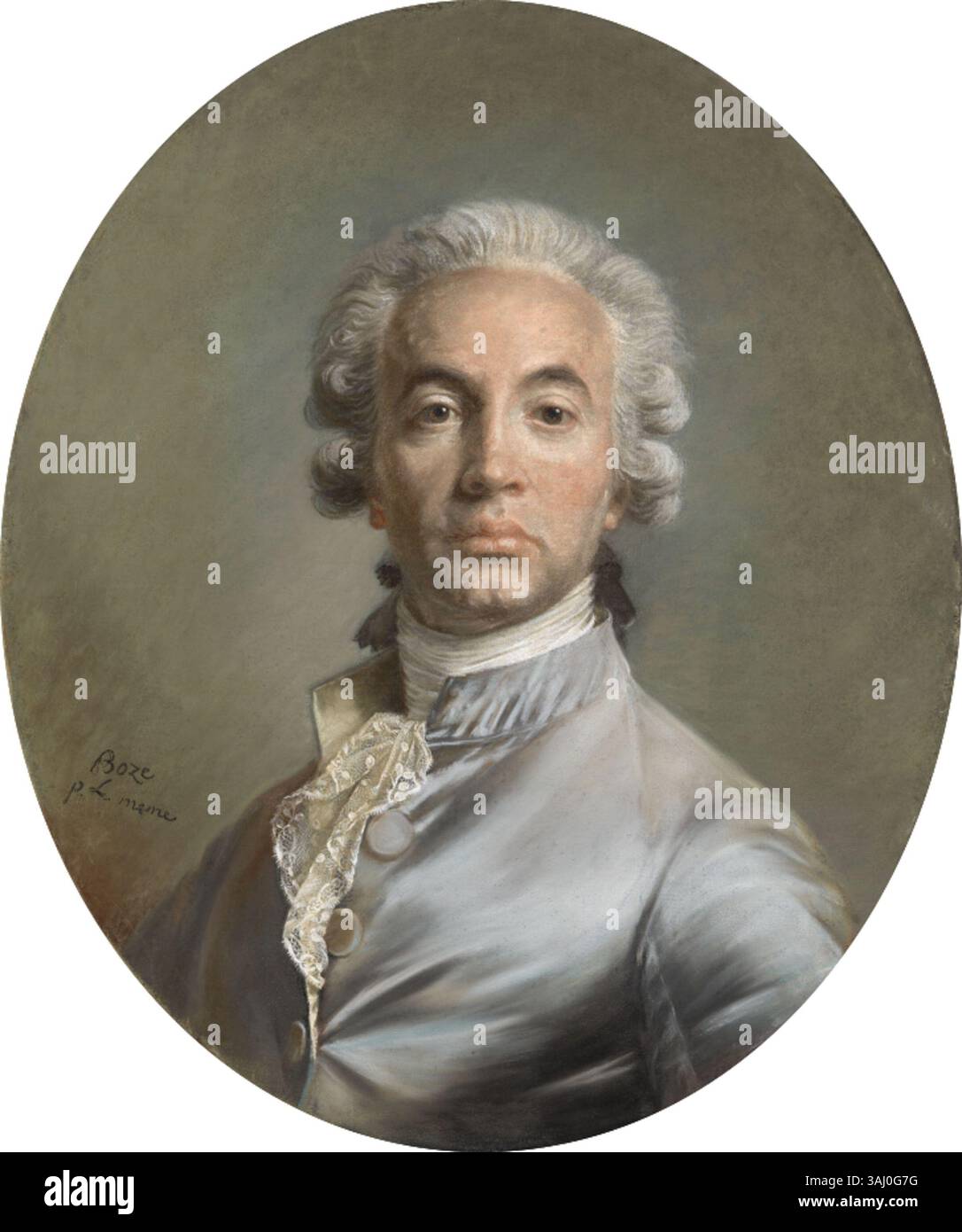 Joseph Boze's self-portrait from 1782, created in pastel on blue paper ...