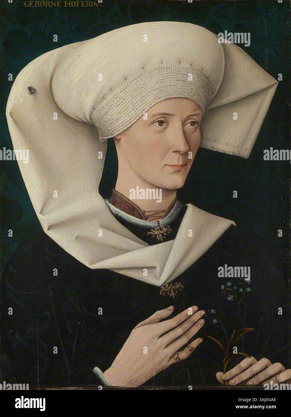 A portrait of a woman from the Hofer family, painted circa 1470 in the ...