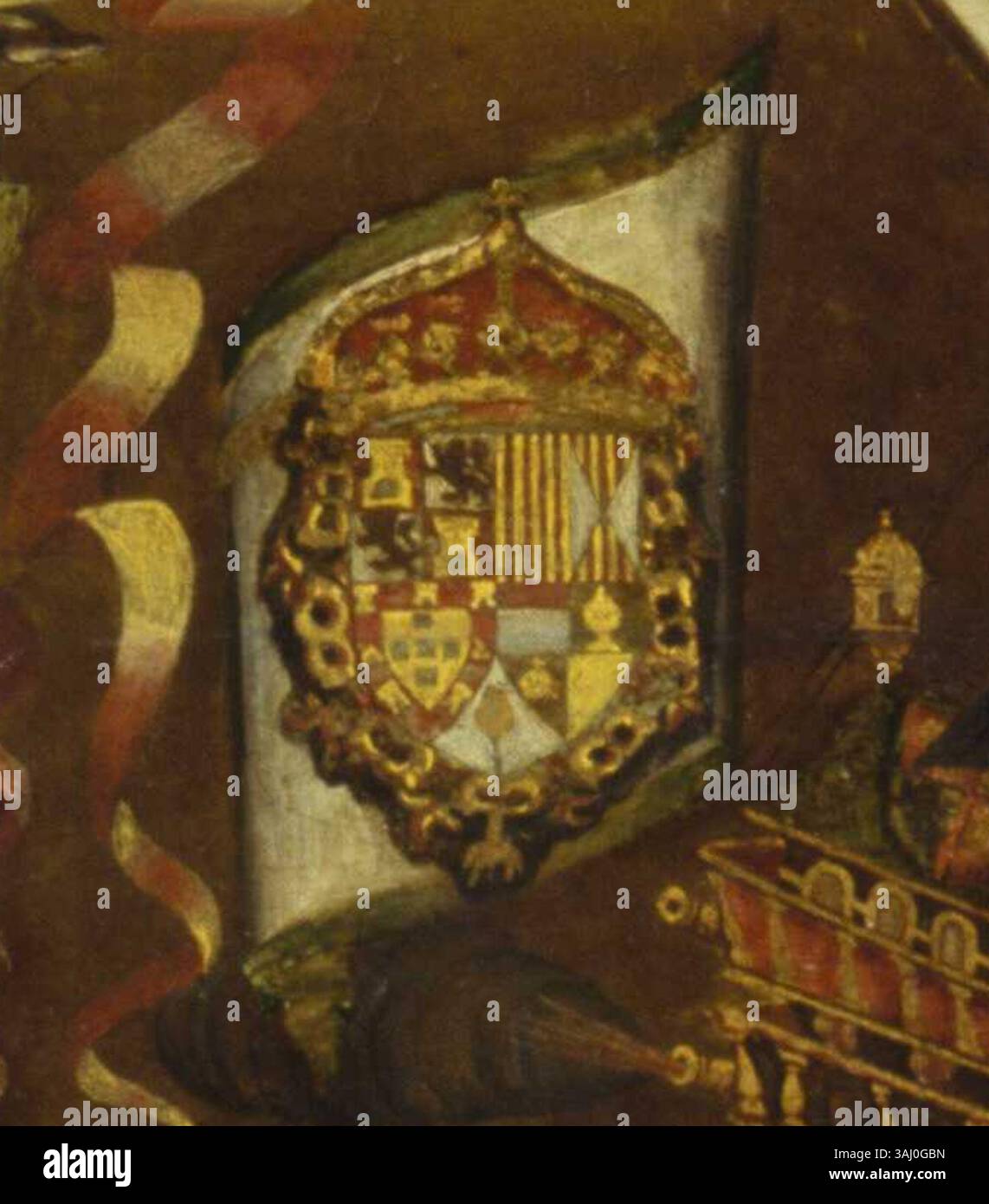 An anonymous painting depicting the Spanish Armada battle at Gravelines ...