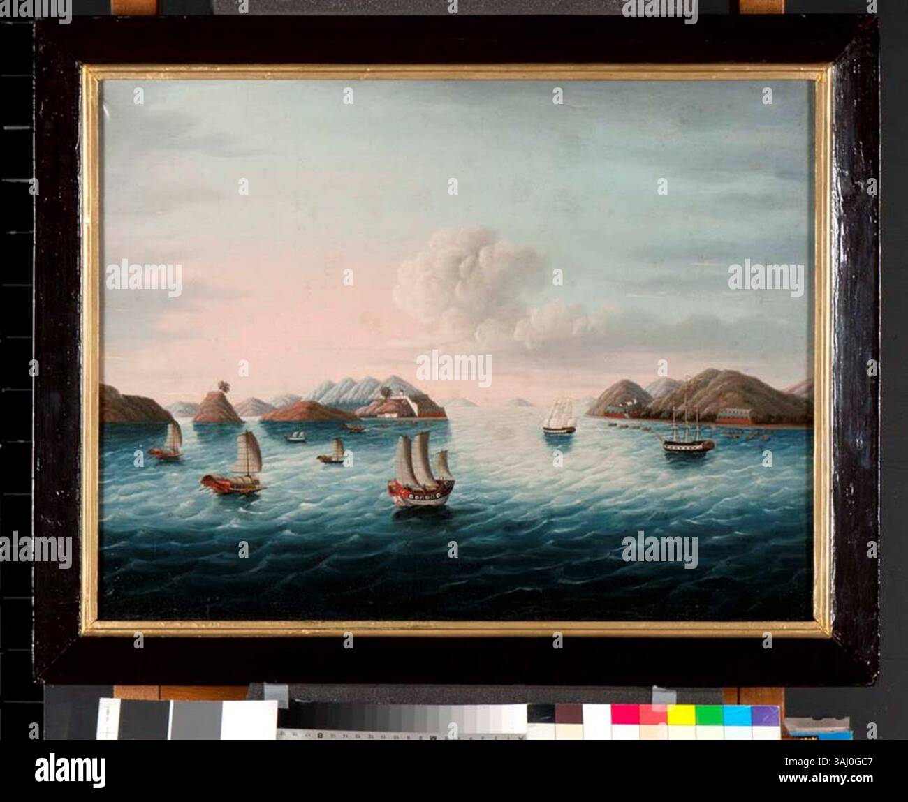 This 1845 painting depicts the narrow sea passage near Hong Kong, known ...