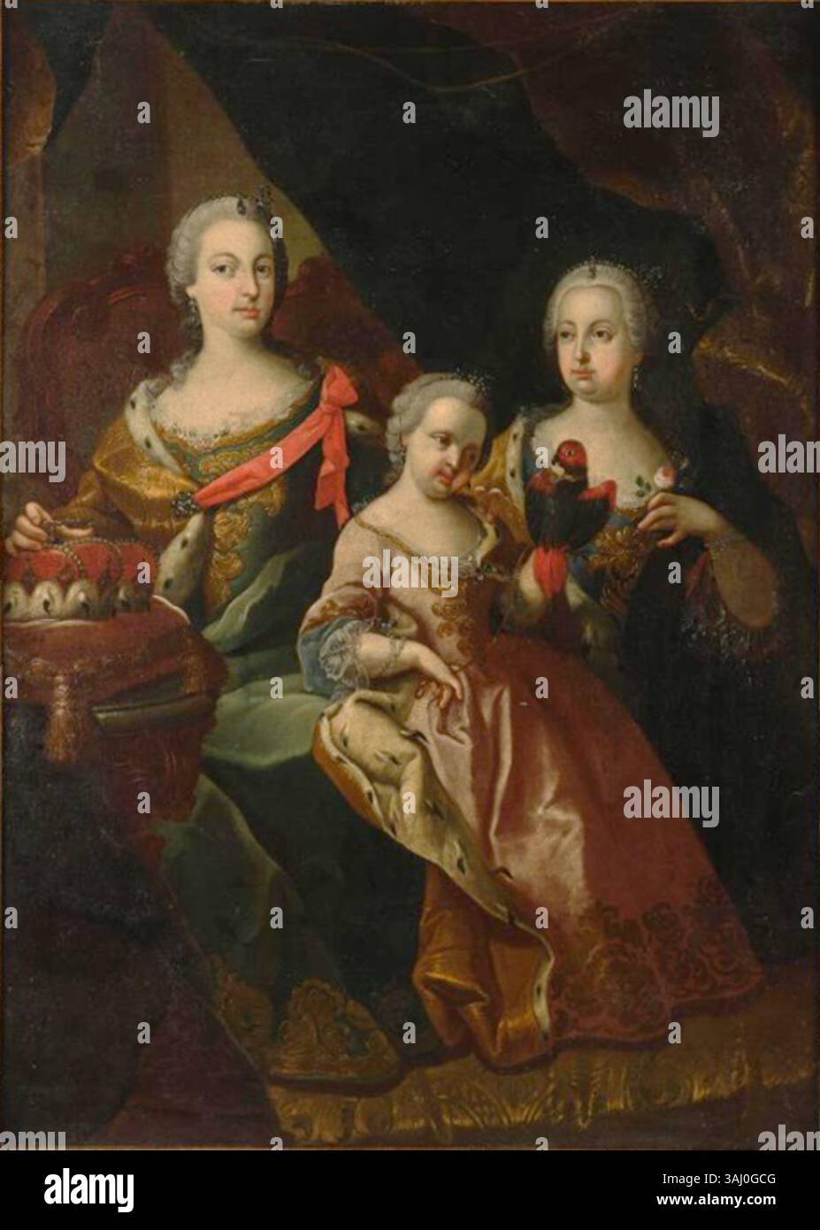 A group portrait of Empress Maria Theresia with her sisters Maria Anna ...