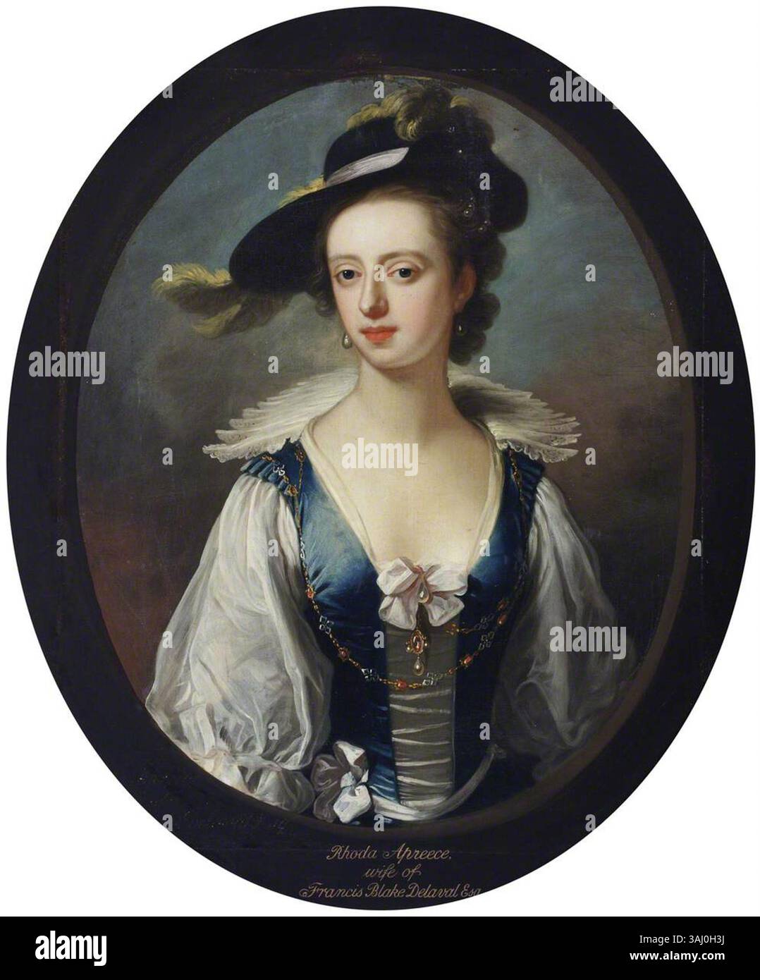 A portrait of Rhoda Apreece, Mrs. Francis Blake Delaval, painted circa ...