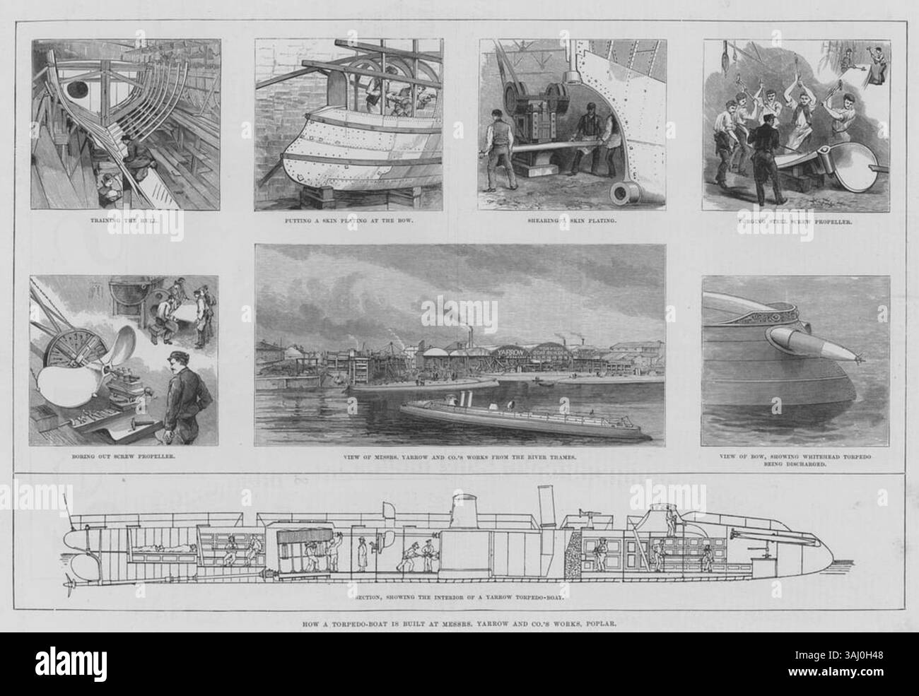 An illustration showing the construction of a torpedo-boat at Messers ...