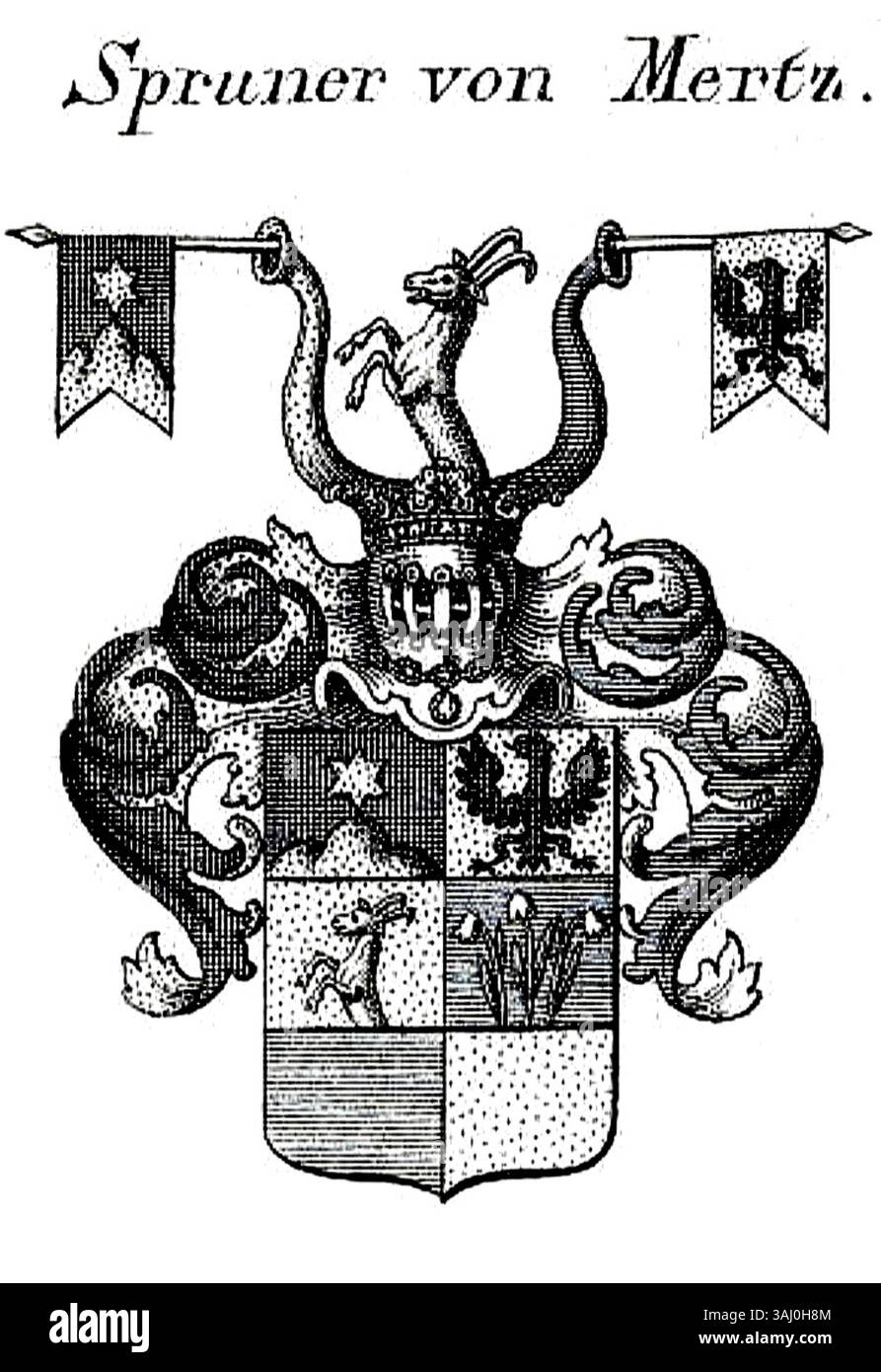 This 1820 heraldic artwork by Konrad Tyroff depicts the coat of arms of ...
