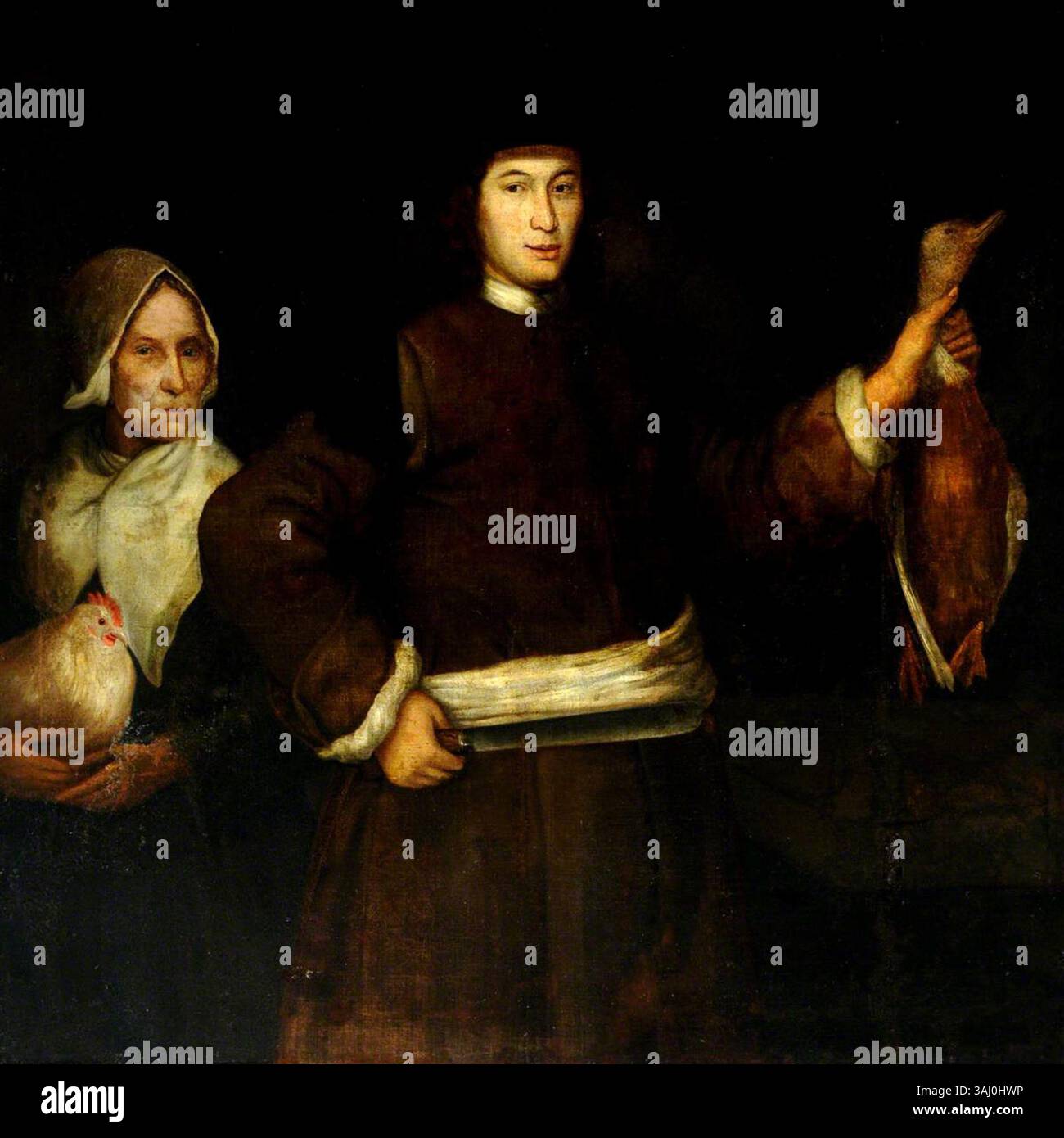 This genre painting from circa 1700 portrays a young man and an old ...