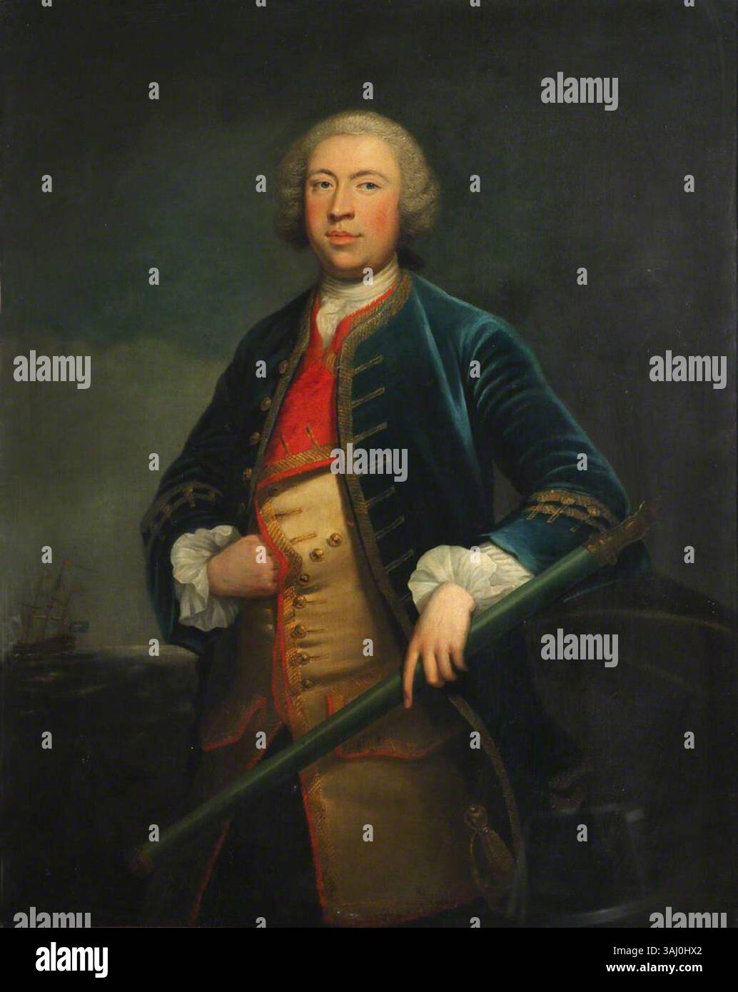 This portrait from around 1740 represents a British naval officer in ...