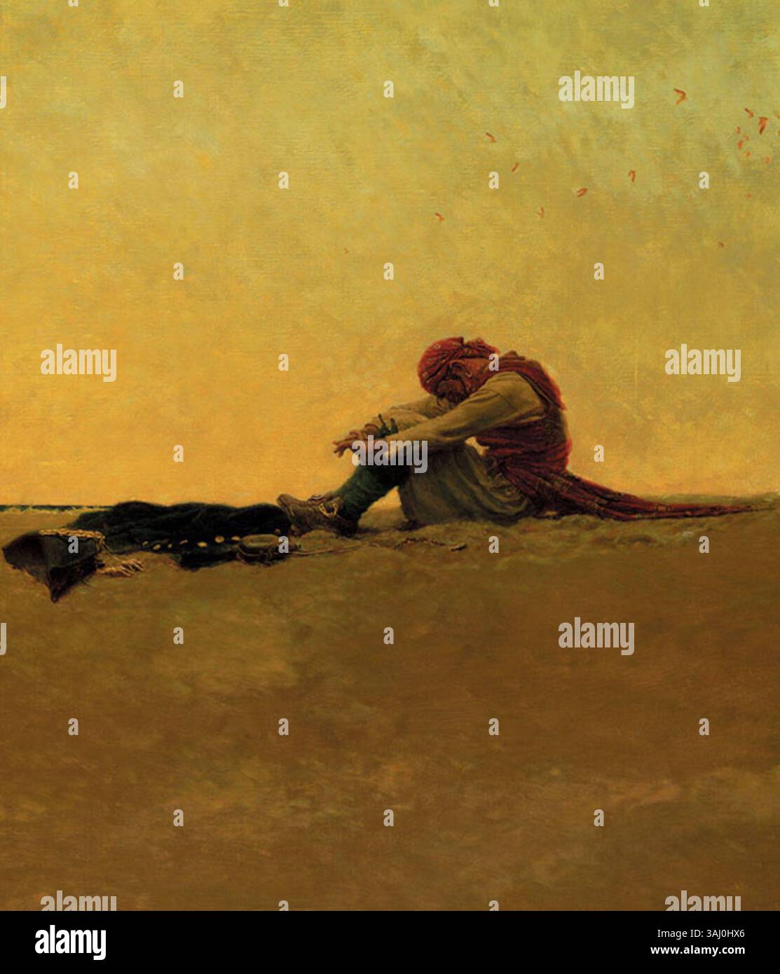 The cropped close-up of Howard Pyle's 'Marooned' (1909) depicts a ...