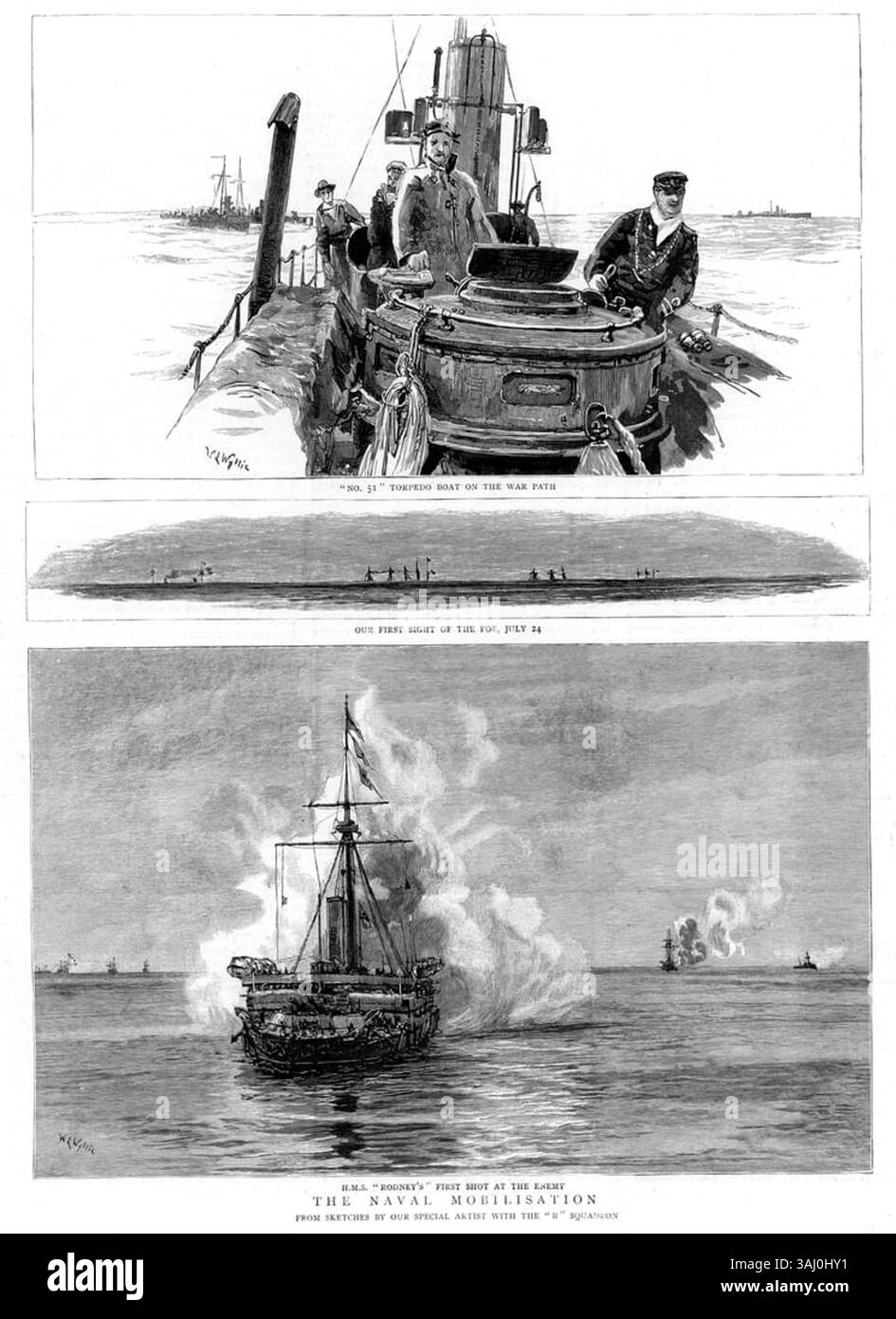 This 1888 wood engraving from The Graphic illustrates the naval ...