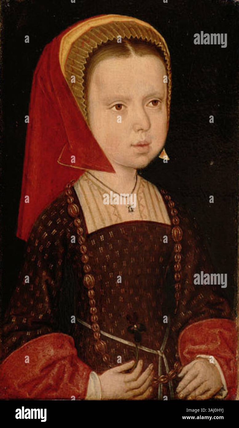 A cropped version of the portrait of Eleanor of Austria at four years ...