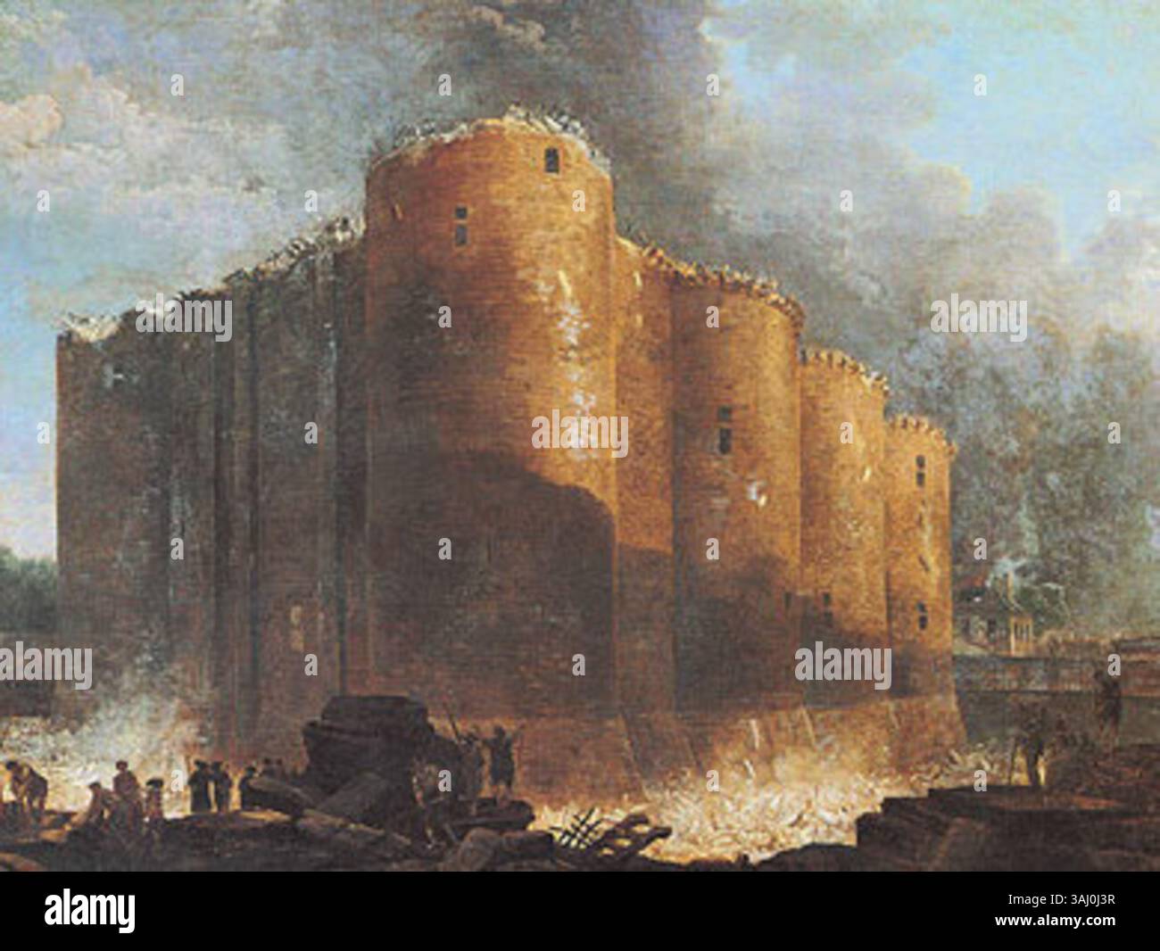 Hubert Robert's 1789 painting depicts the demolition of the Bastille, a ...