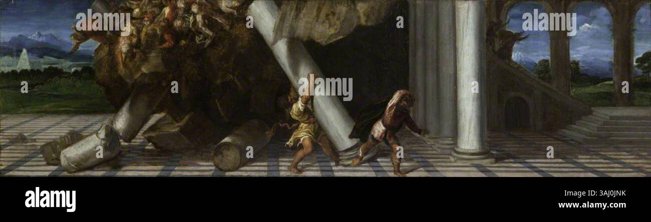 The Venetian School painting depicts the biblical scene of Samson ...
