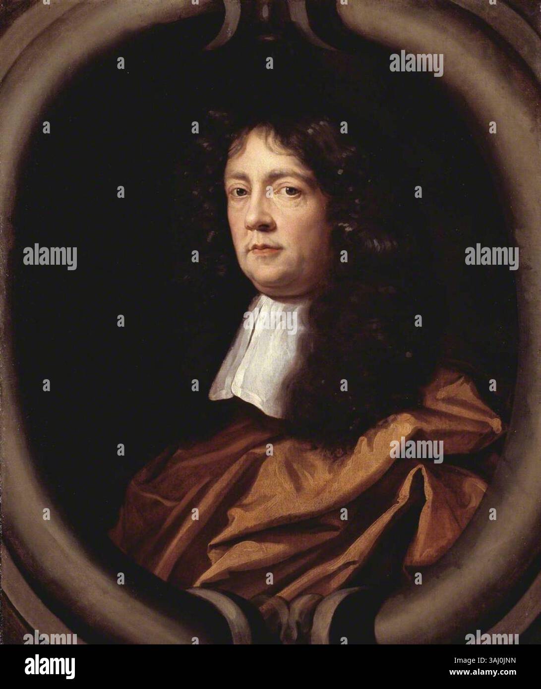 This 1670 oil portrait depicts a man in formal attire, typical of 17th ...