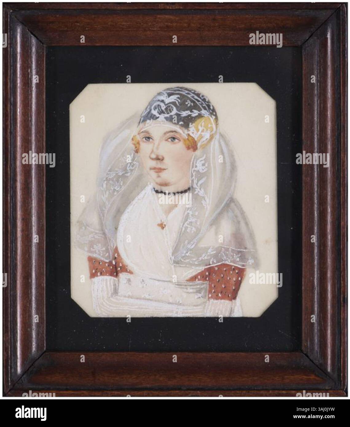 This 19th-century portrait depicts a young Frisian woman wearing ...