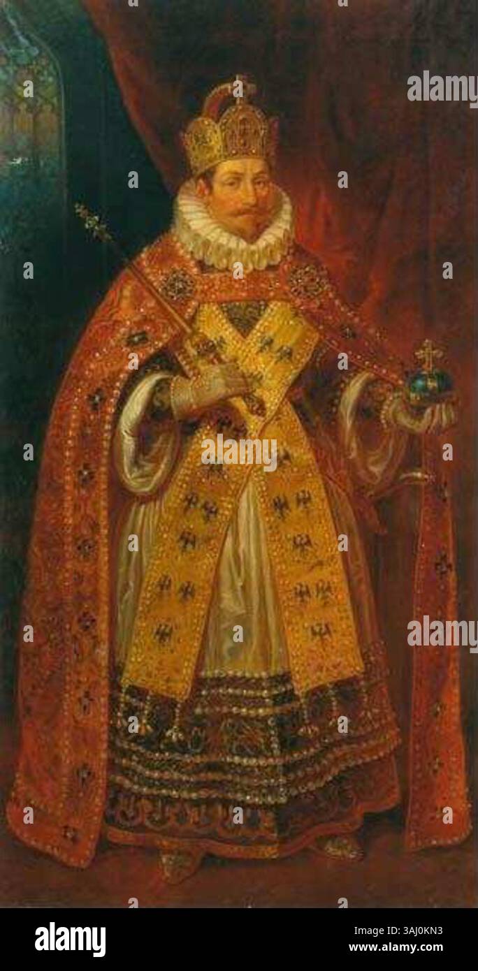 Portrait of Kaiser Ferdinand II wearing the imperial regalia of the ...