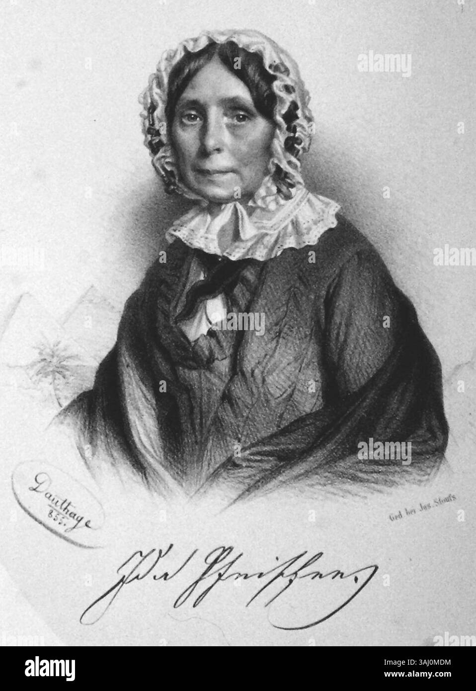 This 1855 lithograph by Adolf Dauthage depicts Ida Pfeiffer, the ...