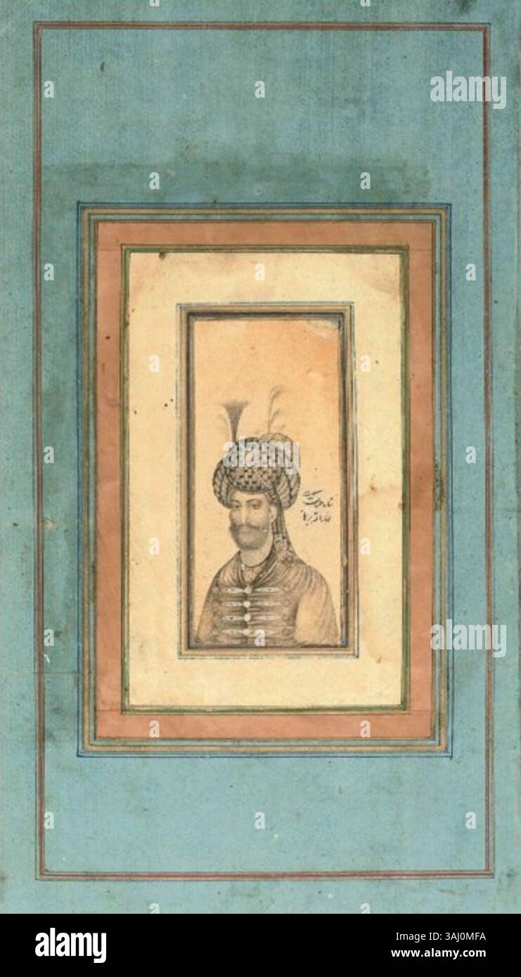 This grisaille portrait of Shah Tahmasp I, from 18th-century Safavid ...