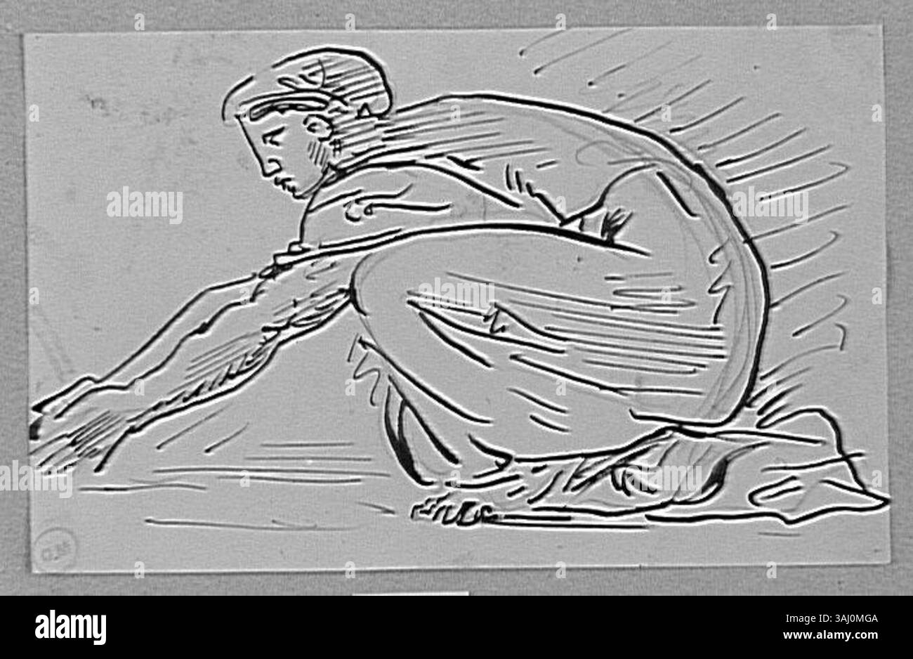 This sketch by Gustave Moreau features a kneeling female figure ...