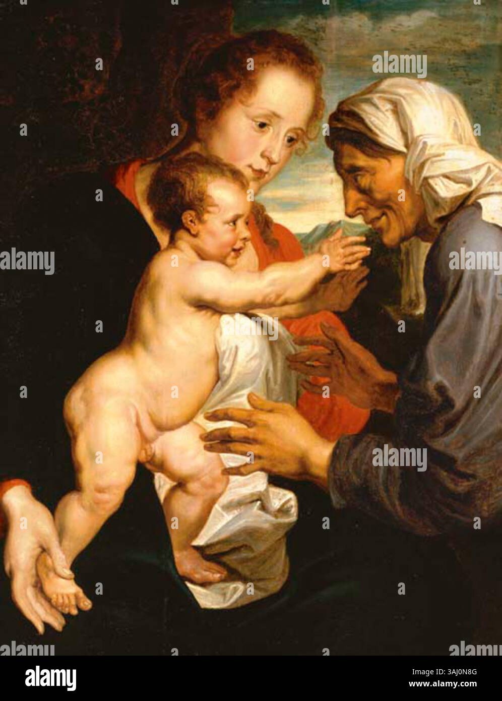 A circa 1618 painting from the circle of Anthony van Dyck, depicting the Virgin Mary, Christ ...