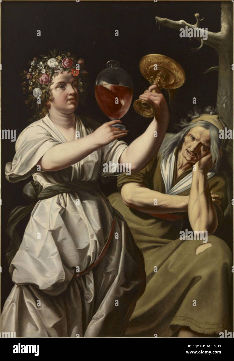 This painting, 'Allegories of Joy and Melancholy,' is a copy after the ...