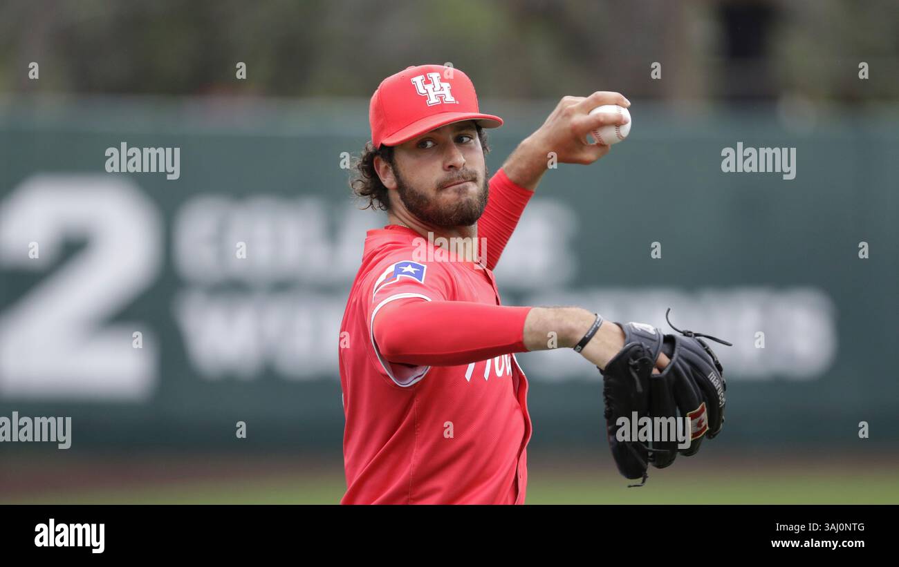 Houston pitcher Antoine Jean during an NCAA baseball game against Texas ...