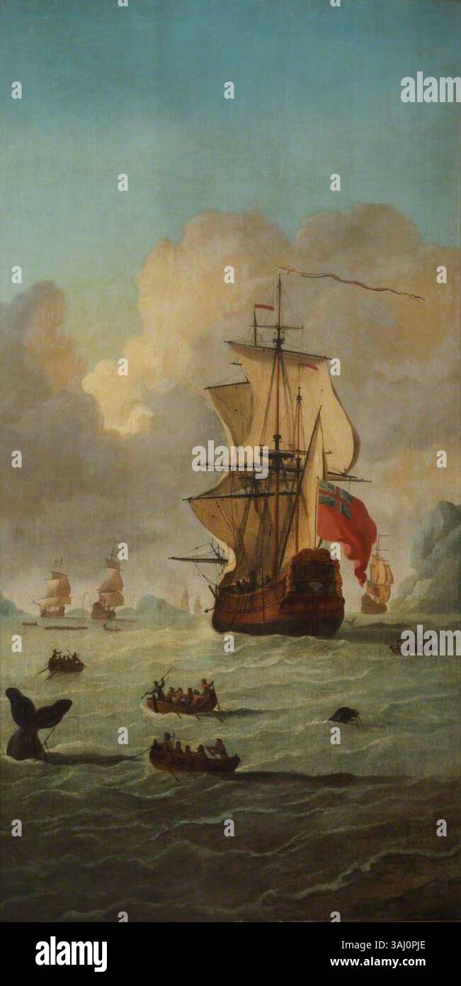 Monamy Swaine's circa 1800 painting depicts a dramatic whaling scene ...