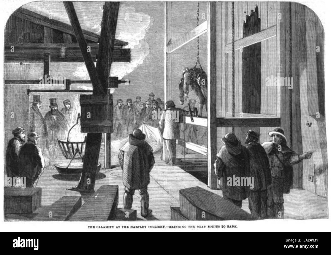 This 1862 illustration depicts the aftermath of the Hartley Colliery ...