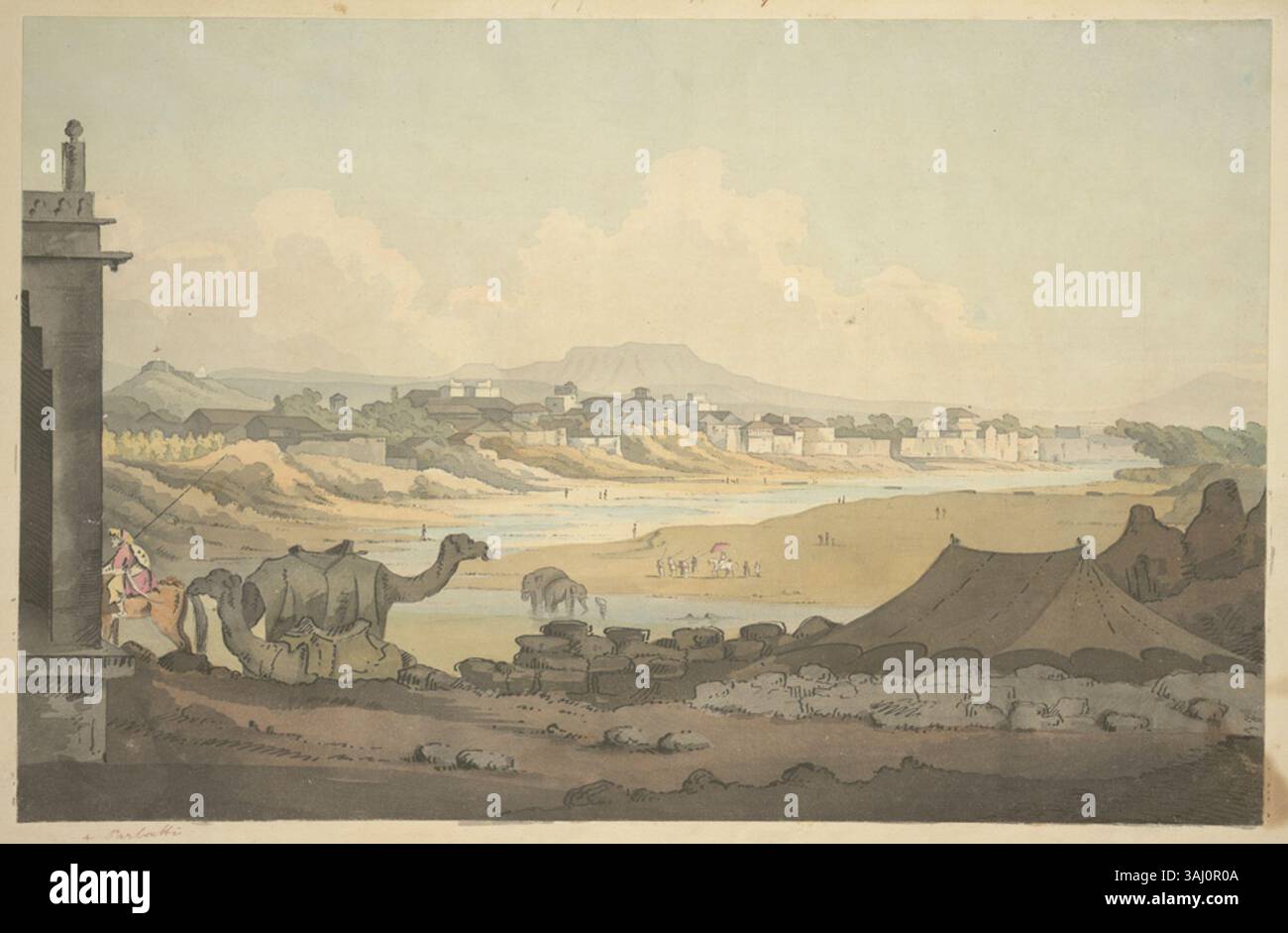 This watercolor by George Rowley, dated around 1803, depicts a view of ...