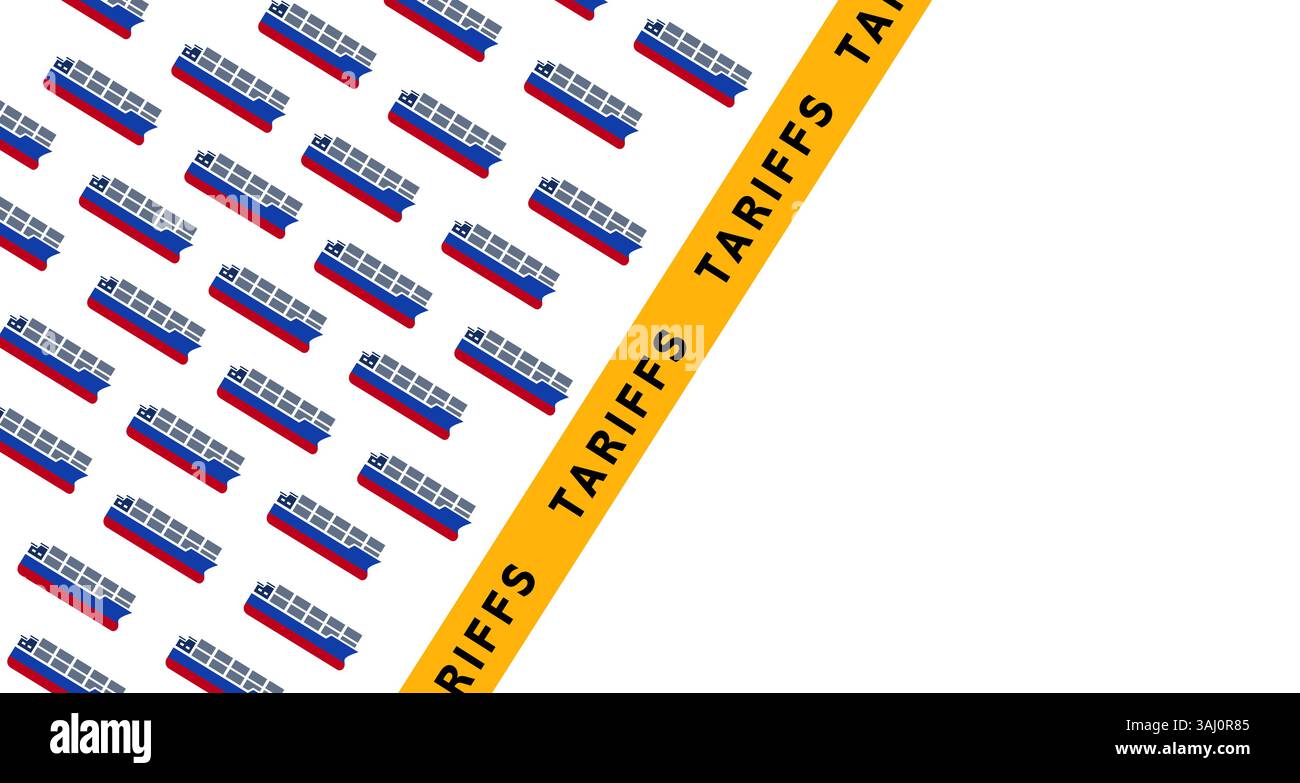 Tariff shipping yellow tape restriction trade import tariffs trade war ...