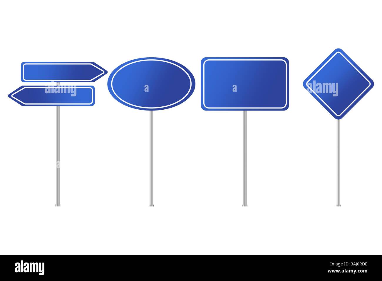 Blue direction boards. Double arrow sign. Vector road shape. Simple ...