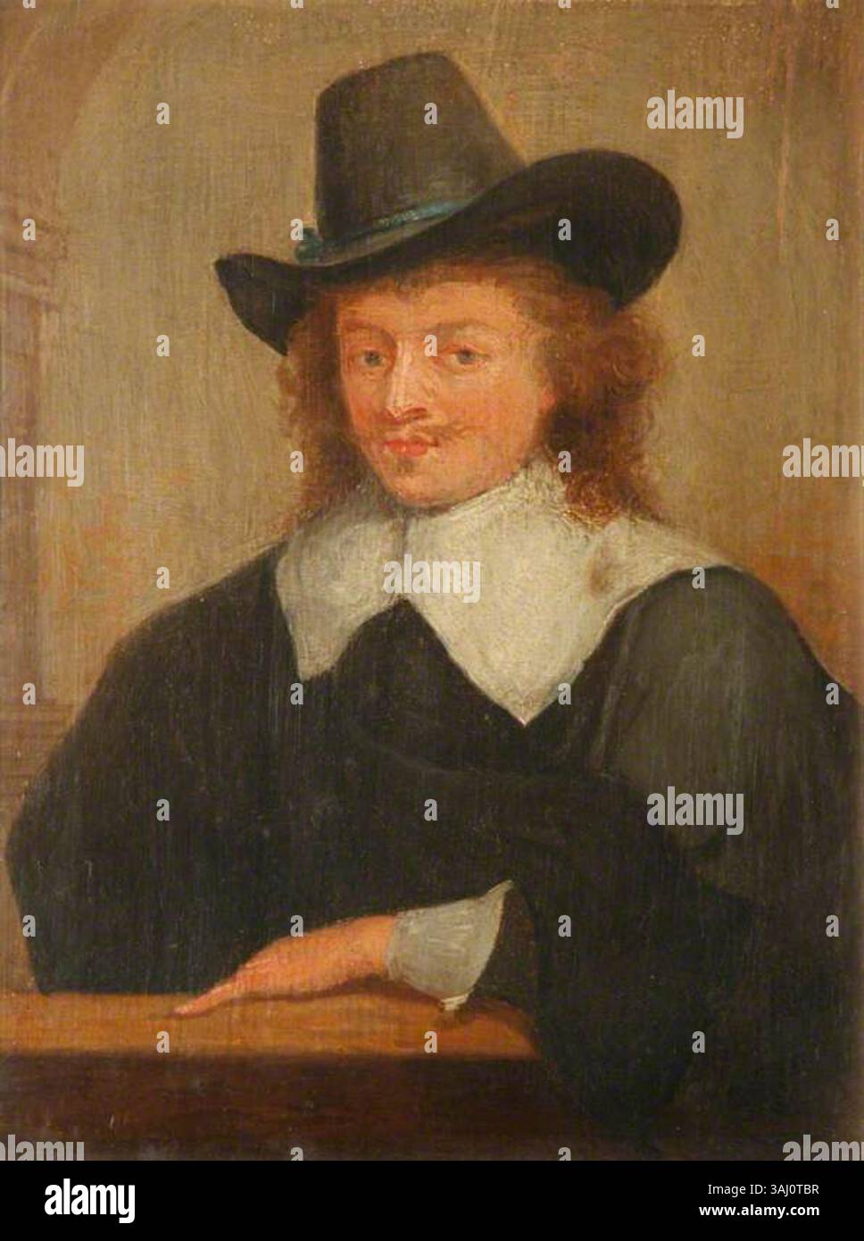 This 17th-century Dutch portrait depicts an unknown man, painted in oil ...