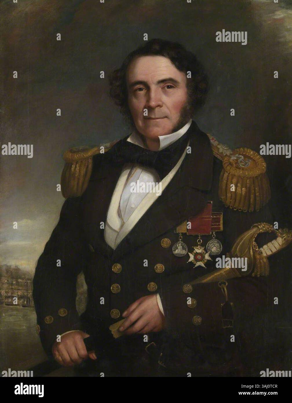 This portrait of Captain Sir William Hutcheon Hall, painted circa 1856, captures the naval ...
