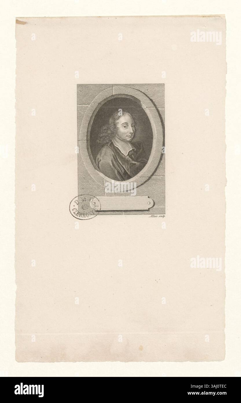 This intaglio print from the Boyer collection depicts Blaise Pascal, a ...